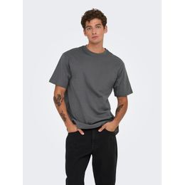 Only & Sons Rundhalsshirt ONLY & SONS "ONSFRED RLX SS TEE", Jungen, Gr. M, grau (grau pinstripe), Single Jersey, Obermaterial: 100% Baumwolle, unifarben, relaxed fit normal, Rundhals, Shirts Rundhalsshirt, Baumwolle, relaxed fit
