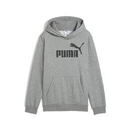 Hoodie Puma "ESS No. 1 Logo Fleece-Hoodie Jungen", Jungen, Gr. 140, grau (medium gray heather), Obermaterial: 66% Baumwolle, 34% Polyester; Kapuzenfutter: 100% Baumwolle; Rippe: 97% Baumwolle, 3% Elasthan, normal, Sweatshirts Hoodie