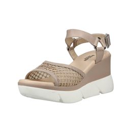 Keilsandalette Nero Giardini "Nero Giardini Sandalen Leder/Textil", Damen, Gr. 38, beige, Leder, Textil, Schuhe