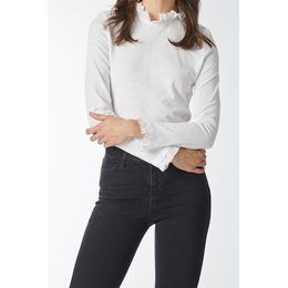 Langarmshirt RICHROYAL "2409 O Slub F LS", Damen, Gr. L, wei&szlig;, Single Jersey, Obermaterial: 100% Baumwolle, Shirts Langarmshirt, mit R&uuml;schenkante an Ausschnitt und &Auml;rmelsaum