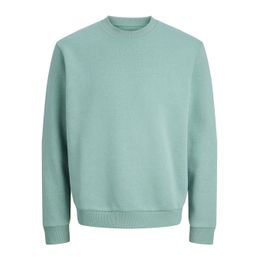 Jack & Jones PlusSize Sweatshirt "JJEBRADLEY SWEAT CREW NOOS PLS", Herren, Gr. 4XL, mineral blau, angeraute Sweatware, Obermaterial: 65% Polyester, 35% Baumwolle, JACK & JONES PLUSSIZE, unifarben, loose fit normal, Rundhals, Rippb&uuml;ndchen, Sweatshirts Sweatshirt, mit Rippb&uuml;ndchen