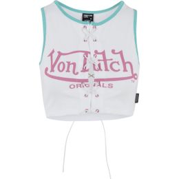 Muskelshirt Von Dutch "Von Dutch SUNNY TOPS", Damen, Gr. L, wei&szlig;, 96% Baumwolle, 4% Elasthan, bedruckt, normal, Rundhals, Shirts