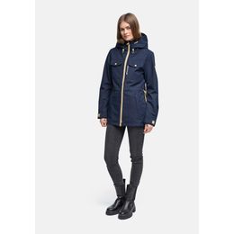 Outdoorjacke Marikoo "Sohaa", Damen, Gr. L, navy, Obermaterial: 100% Polyester; Kapuze: 62% Polyester, 33% Baumwolle, 5% Elasthan; Wattierung: 100% Polyester; &Auml;rmelfutter: 100% Polyester, Jacken Outdoorjacke, Leichte Outdoorjacke mit Kapuze und Kordelzug