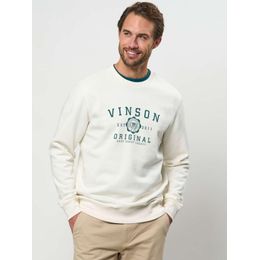 Rundhalspullover VINSON "VINSON Pullover VMToke", Herren, Gr. L, cloud dancer, Obermaterial: 80% Baumwolle, 20% Polyester, Pullover Rundhalspullover