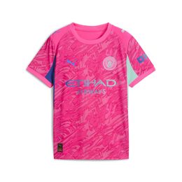 Trainingsshirt Puma "Manchester City 25/26 Torwarttrikot Jugendliche", M&auml;dchen, Gr. 128, gr&uuml;n (fluro pink pes aquatic gr&uuml;n), Obermaterial: 100% Polyester; Rippe: 100% Polyester, regular fit, Rundhals, Shirts