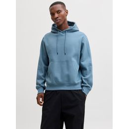 Jack & Jones Kapuzensweatshirt JACK & JONES "JJESTAR BASIC SWEAT HOOD NOOS", Herren, Gr. M, blau mirage, angeraute Sweatware, Obermaterial: 70% Baumwolle, 30% Polyester, unifarben, relaxed fit, Rundhals, Rippb&uuml;ndchen, Sweatshirts, mit Rippb&uuml;ndchen