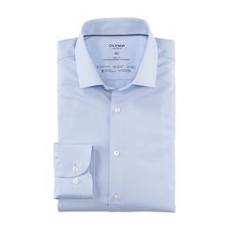 Businesshemd OLYMP "Level Five 24/Seven body fit", Herren, Gr. 43, N-Gr, blau (bleu), Web, Obermaterial: 64% Baumwolle, 27% Polyester, 9% Elasthan, Hemden