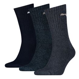 Socken Puma "Puma UNISEX CREW SOCK 3P", Herren, Gr. 47-49, blau (navy), Baumwollmischung, normal, Socken Socken, mit farblichem Logo