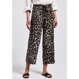 Stoffhose Street One "Style Emee", M&auml;dchen, Gr. 34, L&auml;nge 26, schwarz (schwarz (l&auml;nge 26)), Web, Obermaterial: 100% Viskose, bedruckt, 7/8-L&auml;nge, Hosen Stoffhose, Sommerhose mit elastischem Bund und Tunnelzug, mit grafischem Muster