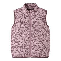 Steppweste name it "NKFMYLANE VEST AOP4", M&auml;dchen, Gr. 140, keepsake lila, Steppware, Obermaterial: 100% Polyester, bedruckt, regular fit normal, hoch geschlossener Ausschnitt, Westen Steppweste