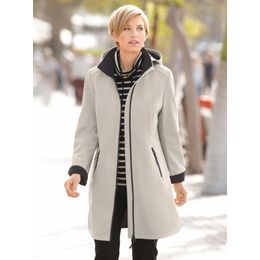 Softshelljacke Casual Looks, Damen, Gr. 18, grau (stein), 94% Polyester, 6% Elasthan, unifarben, figurumspielend, Jacken Softshelljacke