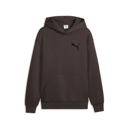 Hoodie Puma "Essentials Elevated Cat Logo Relaxed Hoodie Herren", Herren, Gr. S, chocolate braun, Obermaterial: 23% Polyester, 77% Baumwolle. Kapuzenfutter: 100% Baumwolle. Rippe: 96% Baumwolle, 4% Elasthan, relaxed fit, Sweatshirts Hoodie