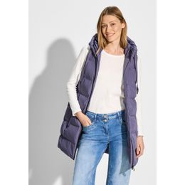 Longweste Cecil, Damen, Gr. XXL (46), lila (stormy violet), Stoff, 100% Polyester, unifarben, normal h&uuml;ftbedeckend, ohne Ausschnitt, Westen Longweste, mit Kapuze