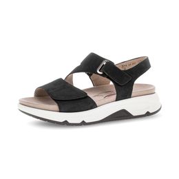 Sandalette ROLLINGSOFT, Damen, Gr. 41, dunkelblau, Nubukleder, unifarben, Basic, Schuhe Sandalette, Keilabsatz, Rimechensandale mit Klettverschl&uuml;ssen, G-Weite