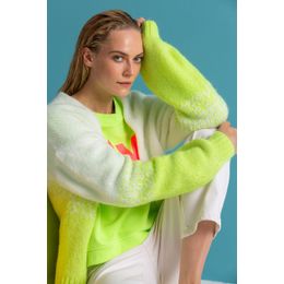 Damen Cardiganopticwei&szlig;, new lime, Gr. XL, SENSES.THE LABEL, Material: 67% Polyacryl, 14% Polyester, 12% Polyamid, 7% Elasthan, Strickjacken, ohne
