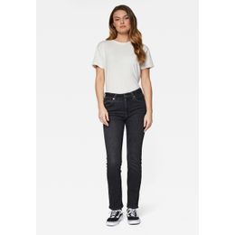 Straight-Jeans Mavi "KENDRA", Damen, Gr. 31, L&auml;nge 28, schwarz (smoke brushed glam), 86% Baumwolle, 12% Polyester, 2% Elasthan, gerade lang, Jeans Straight-Jeans, gerde Form