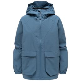 Outdoorjacke Navahoo "Donnerwetter 14", Damen, Gr. L (40), blau, Obermaterial: 100% Nylon; Innenfutter: 62% Polyester, 33% Viskose, 5% Elasthan; &Auml;rmelfutter: 100% Polyester, l&auml;ssig geschnitten h&uuml;ftbedeckend, hoch geschlossener Ausschnitt, Windstopperb&uuml;ndchen mit innenliegendem Gummizug, Jacken Outdoorjacke, Wasserdichte &Uuml;bergangsjacke mit Kapuze