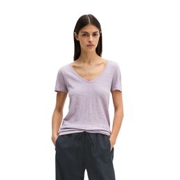 Marc O'Polo T-Shirt MARC O'POLO "aus Slub-Jersey", Damen, Gr. L, dusty lavender, Obermaterial: 100% Baumwolle, unifarben, Basic, regular fit, V-Ausschnitt, normaler Saum, Shirts T-Shirt