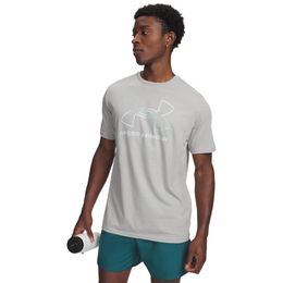 T-Shirt Under Armour "UA GL FOUNDATION UPDATE SS", Herren, Gr. XXL, titanium, enamel blau, illusion gr&uuml;n, Single Jersey, Obermaterial: 60% Baumwolle, 40% Polyester, normal, Rundhals, eng eingefasste Kante, Shirts T-Shirt, gerade Passform, kurze &Auml;rmel, mit Logodruck, pflegeleicht
