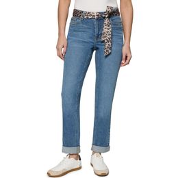 Slim-fit-Jeans Zero "Damen mit Leo-G&uuml;rtel Style Orlando 28 Inch", Damen, Gr. 42, Normalgr&ouml;&szlig;en, middle blau denim, Obermaterial: 99% Baumwolle, 1% Elasthan, unifarben, Jeans Slim-fit-Jeans
