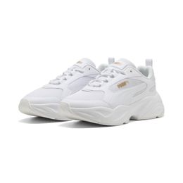 Sneaker Puma "Cassia 2.0 Sneakers Damen", Damen, Gr. 36, wei&szlig; gold, Obermaterial: Synthetik, Textil; Futter: Textil; Innensohle: Textil; Laufsohle: Gummi, Schuhe Sneaker