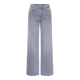 High-waist-Jeans Only "ONLMADISON JOGG HW WIDE DNM", Damen, Gr. 27, L&auml;nge 30, light grau denim, Denim/Jeans, Obermaterial: 100% Baumwolle, unifarben, weit lang, Jeans High-Waist-Jeans, high waist, wide fit