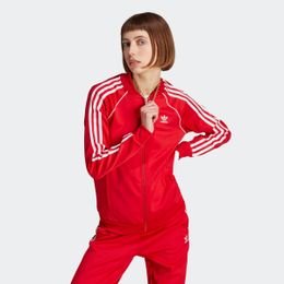 Trainingsjacke adidas originals "ADICOLOR CLASSICS SST ORIGINALS", Damen, Gr. XL, rot (better scarlet), Obermaterial: 50% Baumwolle, 43% Polyester, 7% Elasthan, gestreift, Jacken Trainingsjacke, Sportjacke Superstar