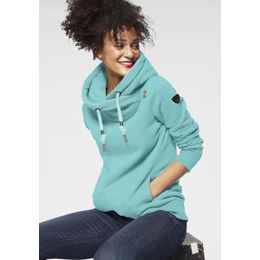 Kapuzensweatshirt Ragwear "GRIPYBUTTON", Damen, Gr. XS, gr&uuml;n (mint 5040), Sweatware, Obermaterial: 70% Baumwolle, 30% Polyester, kontrastfarbene Details, meliert, figurbetont h&uuml;ftbedeckend, Rundhals, Rippb&uuml;ndchen, Sweatshirts, Sweater mit rustikalen Kordel-Akzenten