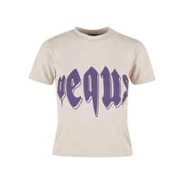T-Shirt PEQUS "PEQUS PEQUS Fitted Outlined Mythic Logo T-shirt", Damen, Gr. M, mushroom, 100% Baumwolle, bedruckt, normal, Rundhals, Shirts T-Shirt