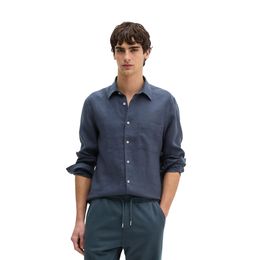 Marc O'Polo Langarmhemd MARC O'POLO "aus reinem Leinen", Herren, Gr. L, Normalgr&ouml;&szlig;en, faded blau, Obermaterial: 100% Leinen, unifarben, regular fit normal, Doppelmanschette, Hemden