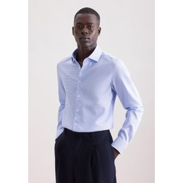 Businesshemd Seidensticker "Schwarze Rose", Herren, Gr. S (37), normale &Auml;rmell&auml;ngen, mittelblau, 100% Baumwolle, Strukturmuster, skinny fit, 2-Knopf-Manschette, Hemden, X-Slim 1/1 Kentkragen Struktur