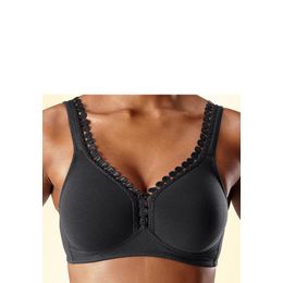 Soft-BH Petite Fleur, Damen, Gr. 90, Cup D, schwarz, Trikot, Obermaterial: 80% Baumwolle, 15% Viskose, 5% Elasthan, BHs Soft-BH, ohne B&uuml;gel, Baumwoll-Qualit&auml;t