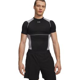 Trainingsshirt Under Armour "UA HG ELITE COMP SS", Herren, Gr. M, ultimate schwarz, steel, reflective, Obermaterial: 81% Polyester, 19% Elastomultiester, Shirts, kurz&auml;rmelig, f&uuml;r Fitness, mit 4-Wege-Stretch