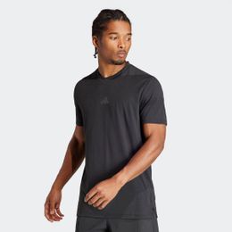 T-Shirt adidas Performance "DESIGNED FOR TRAINING WORKOUT", Herren, Gr. L, schwarz, Obermaterial: 81% Polyester, 14% Lyocell, 5% Elasthan, Rundhals, Shirts T-Shirt