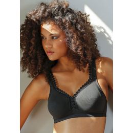 Soft-BH Petite Fleur, Damen, Gr. 75, Cup C, schwarz, Trikot, Obermaterial: 80% Baumwolle, 15% Viskose, 5% Elasthan, BHs Soft-BH, ohne B&uuml;gel, Baumwoll-Qualit&auml;t