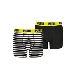 Boxershorts Puma "Puma BOYS EVERYDAY STRIPED BOXERS", Jungen, Gr. 170/176, schwarz combo, Single Jersey, Obermaterial: 95% Baumwolle, 5% Elasthan, k&ouml;rpernah, Unterhosen, ohne Eingriff, mit elastischem Logobund