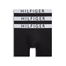 Boxer, Herren, Gr. L (52), 3 Stk., schwarz, Webqualit&auml;t, Obermaterial: 88% Nylon, 12% Elasthan, Tommy Hilfiger Underwear, unifarben, k&ouml;rpernah, Unterhosen, K&ouml;rpernahe Passform mit elastischem Bund