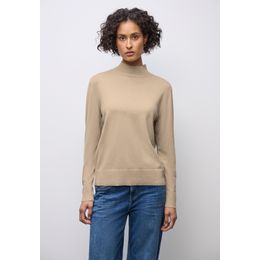 Strickpullover STREET ONE STUDIO, Damen, Gr. 42, sanded beige, Stoff, 75% Viskose, 25% Nylon, unifarben, regular fit normal, hoch geschlossener Ausschnitt, B&uuml;ndchen, Pullover Strickpullover, mit Materialmix