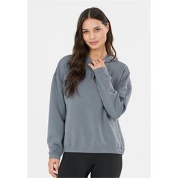 ENDURANCE ATHLECIA Kapuzensweatshirt ATHLECIA "NAMIER W", Damen, Gr. 46, grau, grau, 51% Polyester, 44% Modal, 5% Elasthan, unifarben, kurz, ohne Ausschnitt, Sweatshirts, mit hohem Modal-Anteil