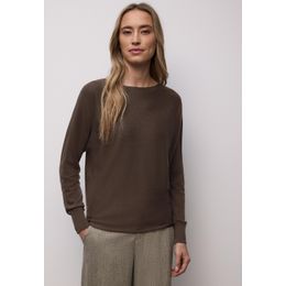 Strickpullover Street One, Damen, Gr. 36, molten earth, Stoff, 60% Viskose, 40% Baumwolle, unifarben, comfort fit normal, U-Boot-Ausschnitt, B&uuml;ndchen, Pullover Strickpullover, mit Strick-Detail