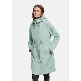 Outdoorjacke Marikoo "Zilandaa", Damen, Gr. L, smokey mint, Obermaterial: 100% Polyester; Futter: 100% Polyester; Wattierung: 100% Polyester; &Auml;rmelfutter: 100% Polyester, Jacken Outdoorjacke, Moderner Outdoorparka mit Kapuze und Kordelzug