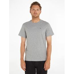 T-Shirt Tommy Jeans "TJM ESSENTIAL SOLID TEE", Herren, Gr. XL, grau (light grau htr), Jersey, Obermaterial: 100% Baumwolle, meliert, Basic, slim fit normal, Rundhals, eingesetzt abgesteppte Kante, Shirts T-Shirt, mit Rundhalsausschnitt und dezenter Logo-Flag