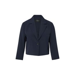 Kurzblazer s.Oliver BLACK LABEL, Damen, Gr. 40, navy, Web, Obermaterial: 93% Polyester, 7% Elasthan, unifarben, normal taillenlang, tiefer V-Ausschnitt, Blazer Kurzblazer, 3/4-Arm mit Stretch