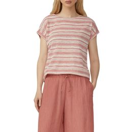 T-Shirt QS, Damen, Gr. L, apricot stripe, Jersey, Obermaterial: 54% Viskose, 46% Polyester, gestreift, l&auml;ssig geschnitten h&uuml;ftbedeckend, Rundhals, Shirts T-Shirt, Ringelshirt aus Viskosemix