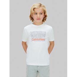 T-Shirt Calvin Klein Jeans "PERFORATION T-SHIRT", Jungen, Gr. 10 (140), wei&szlig;, Single Jersey, Obermaterial: 100% Baumwolle, unifarben, regular fit normal, Rundhals, eingesetzt abgesteppte Kante, Shirts T-Shirt, Regular fit f&uuml;r Kinder mit Markenprint