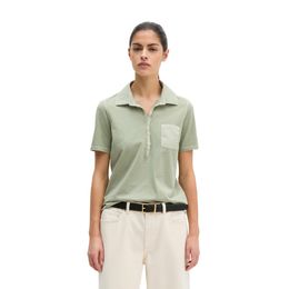 Marc O'Polo MARC O'POLO Damen Poloshirt "mit Material-Mix-Details"calm sage, Gr. L, unifarben, Obermaterial: 100% Baumwolle, Shirts