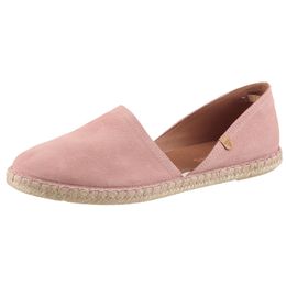 Espadrille VERBENAS "CARMEN SERRAJE", Damen, Gr. 36, rosa (altrosa), Veloursleder, Schuhe Espadrille, Schlupfschuh, Sommerschuh, Loafer mit typischem Jute-Rahmen