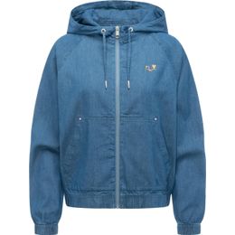 Outdoorjacke Ragwear "Anndra Denim", Damen, Gr. L (40), blau, Obermaterial: 100% Polyester; Innenfutter: 100% Polyester, l&auml;ssig geschnitten h&uuml;ftbedeckend, hoch geschlossener Ausschnitt, &Auml;rmel ohne &Auml;rmelschlitz elastischer Bund mit Windstopper, Jacken Outdoorjacke, &Uuml;bergangsjacke in Jeans-Optik