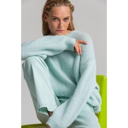 Rundhalspullover SENSES.THE LABEL, Damen, Gr. M, crystal aqua, Strick, Material: 67% Polyacryl, 14% Polyester, 12% Polyamid, 7% Elasthan, unifarben, regular fit normal, Rundhals, eingesetzt Rippb&uuml;ndchen, Pullover Rundhalspullover, mit &uuml;berschnittener Schulter