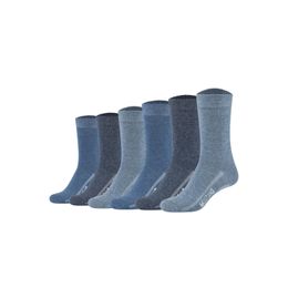 Kurzsocken Mustang "Socken Casual Organic Cotton Socks 6-Pack 6er Pack", Damen, Gr. 35-38, blau (stone mix), Obermaterial: 55% Baumwolle CO. 41% Polyester PES. 2% Polyamid PA. 2% Elasthan EL., Socken